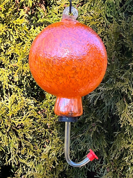 Hummingbird Feeder - Hand Blown Glass Ball - Garden Outside The Box