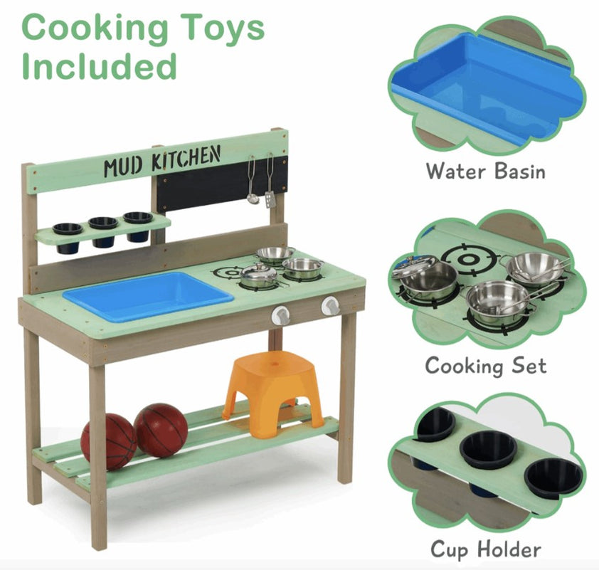 Children's Mud Pie Station - Outdoor Wood Kitchen – Garden Outside The Box
