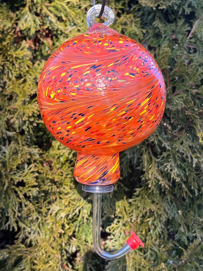 Hummingbird Feeder - Hand Blown Glass Ball - Garden Outside The Box