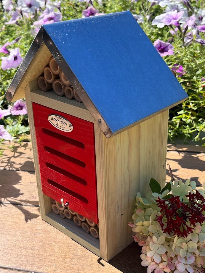 Luxe Red Pollinator & Ladybug House - Tin Roof - Garden Outside The Box